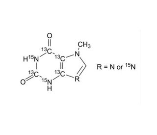 7-Methylxanthine-2,4,5,6-13C4, 1,3,9-15N2 (with variable 15N labeling ...